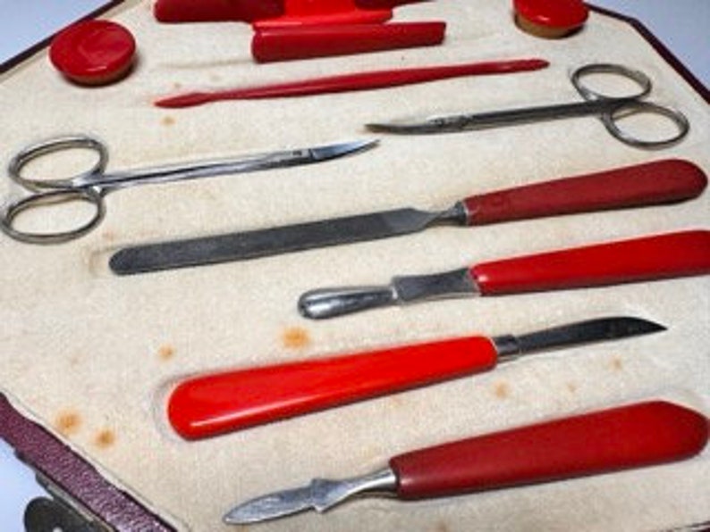 Bakelite Solingen Manicure Set Red Color. - Etsy