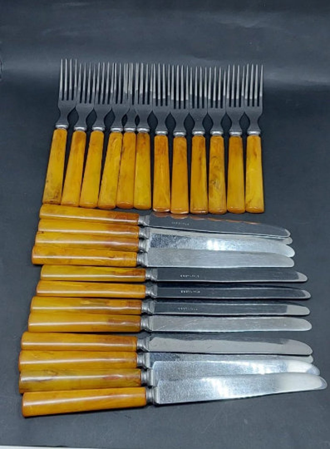 Set of 24 Forks Knifes Bakelite Catalin Marbled. - Etsy