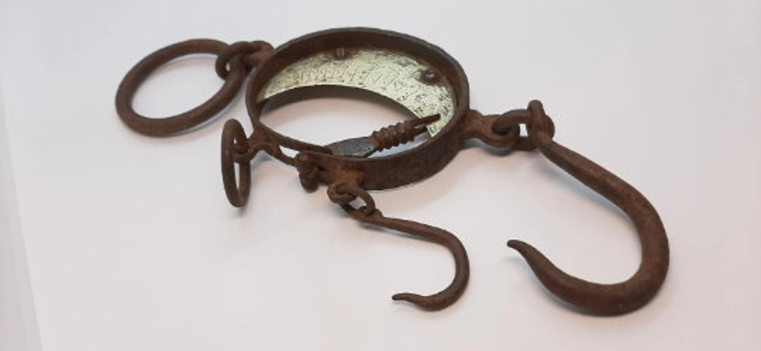 Old West Trappers Brass Antique Hanging Brass & Iron Spring Scale ...