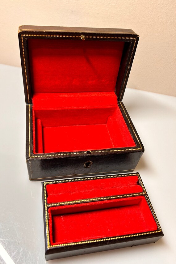 Antique Jewellery Box Wood, Leather, Velvet circa 1900 - Gem