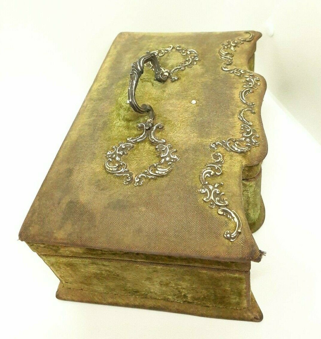 Antique Victorian Jewelry Box Wood Velvet With Tufted Silk Interior ...