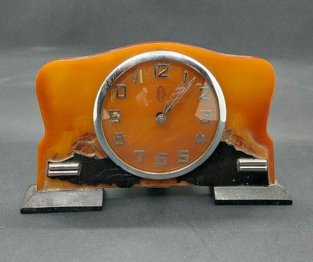 Antique Bakelite Catalin Alarm Clock Marbled. - Etsy