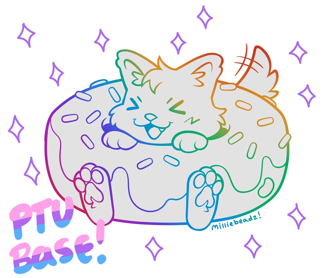 Doughnut Puppy Dog Furry Fursona Lineart Pay to Use Base - Etsy