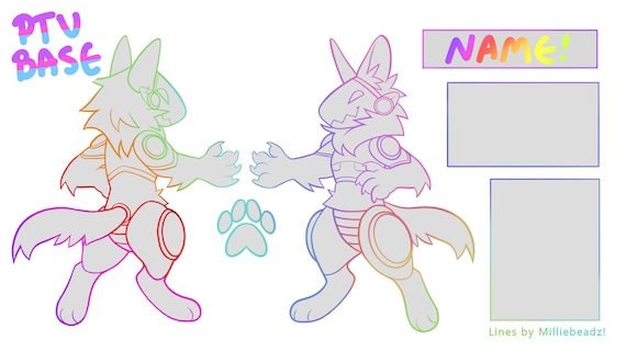 Protogen Furry Reference Sheet Base Lineart - Etsy