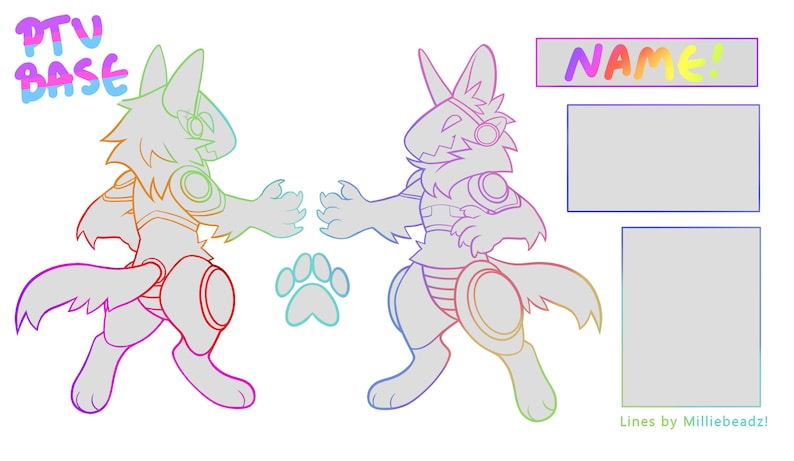 Protogen Furry Reference Sheet Base Lineart - Etsy