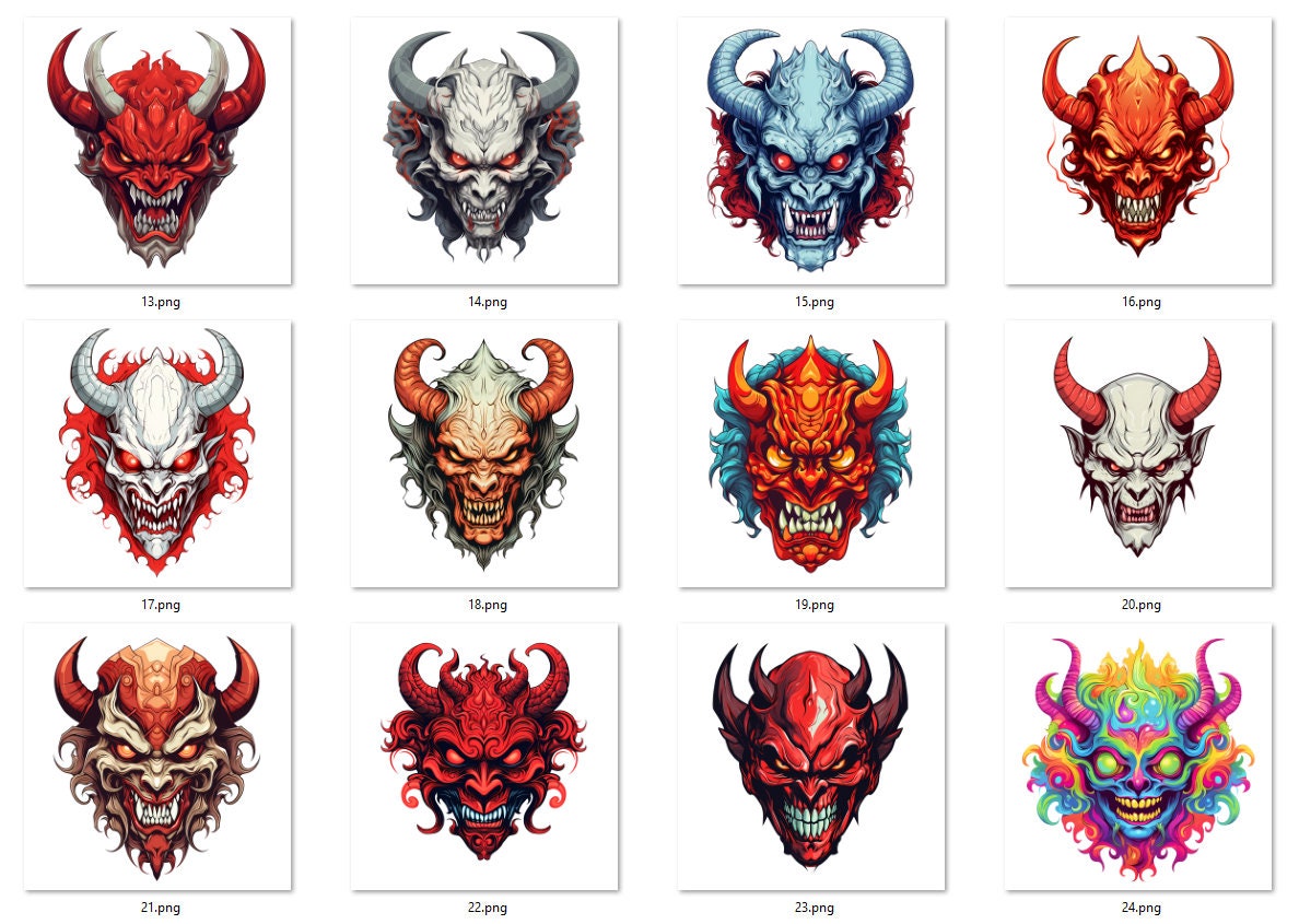 Demons PNG Bundle - 36 PNG Demons in Different Art Styles - Clip Art ...