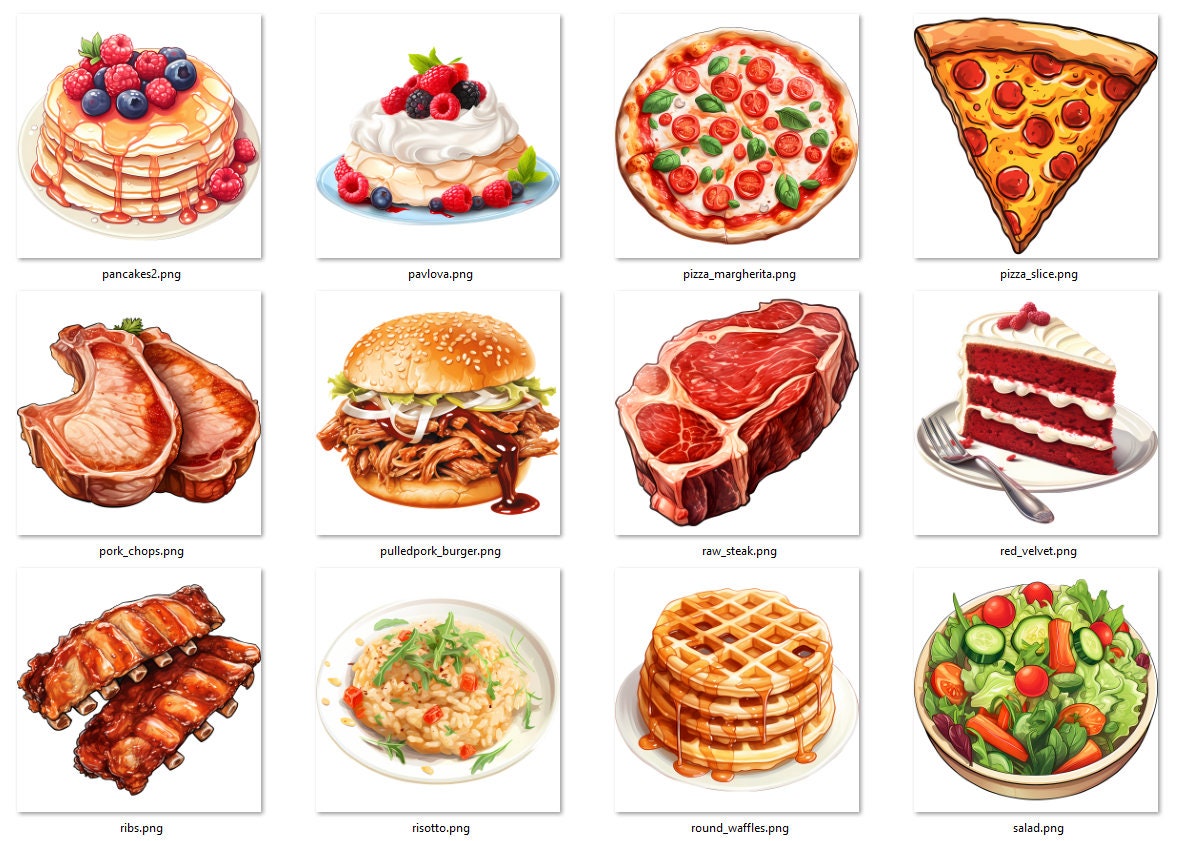 Food PNG Bundle - 56 PNG Images - Popular Food Clip Art - Sublimation ...