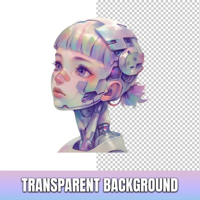 Neon Anime Android Girls Bundle - 12 PNG Illustrations - Anime Clip Art ...