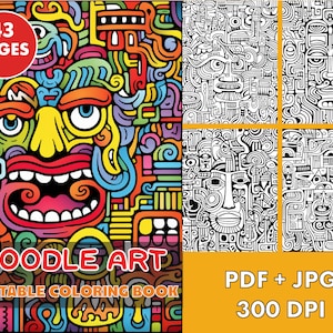 Abstract Doodle Art Coloring Book - Printable Coloring Pages - PDF ...