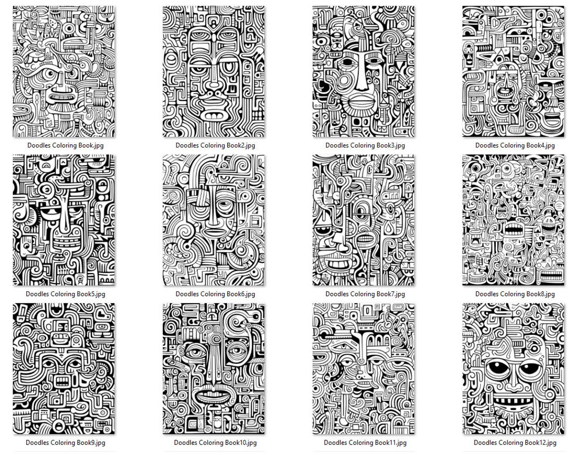 Abstract Doodle Art Coloring Book - Printable Coloring Pages - PDF ...