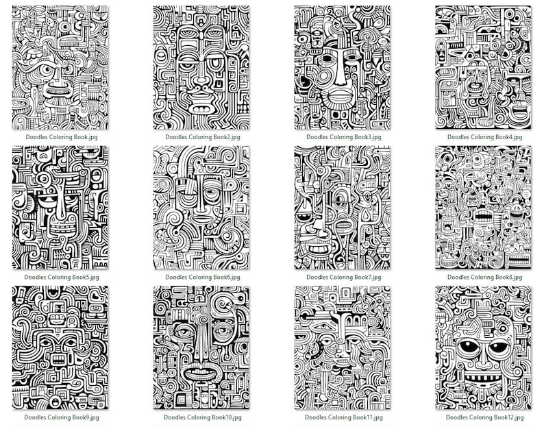 Abstract Doodle Art Coloring Book - Printable Coloring Pages - PDF ...