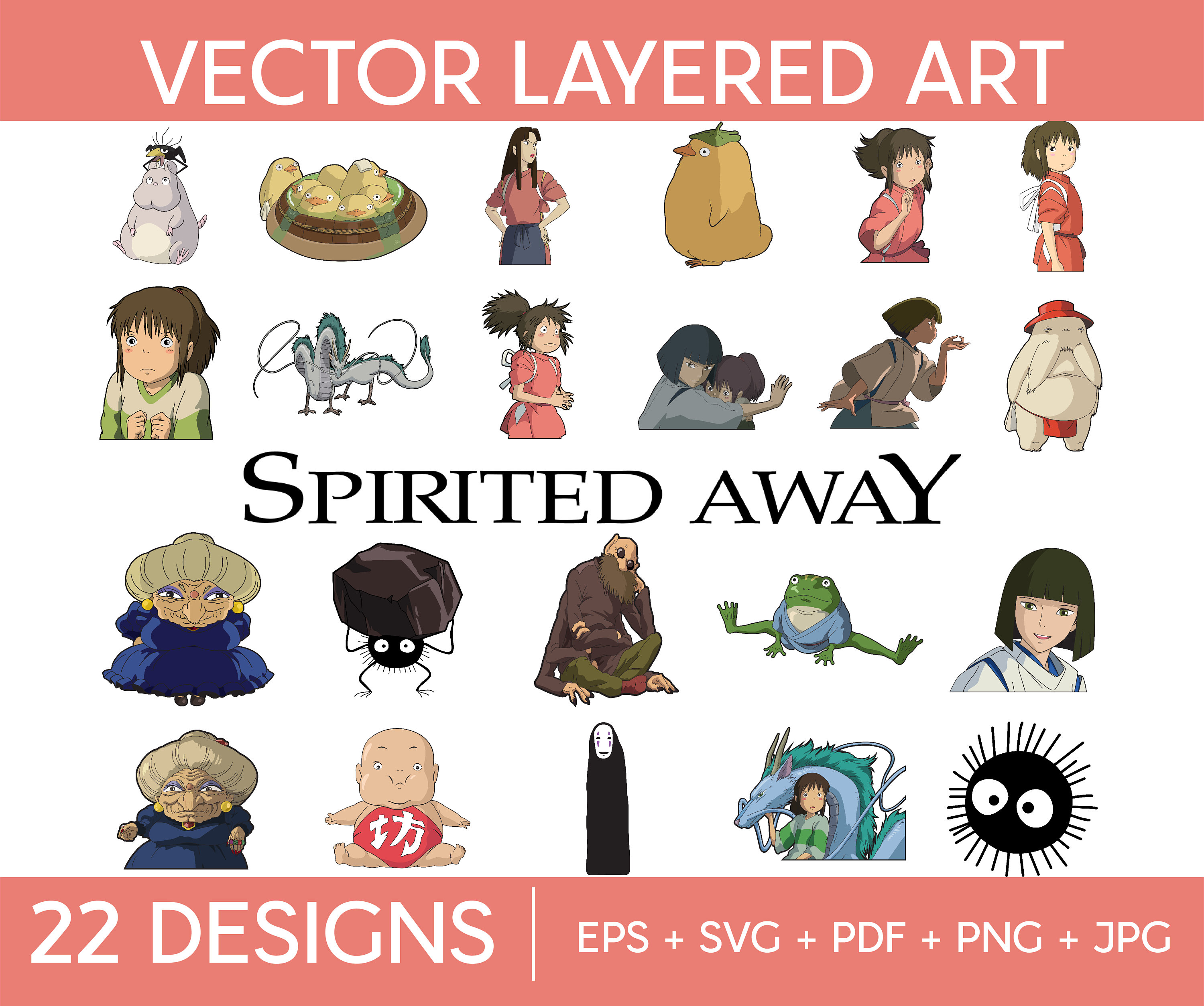 Spirited Away Vector Art, SVG, EPS, PNG Studio Ghibli Art, Chihiro ...