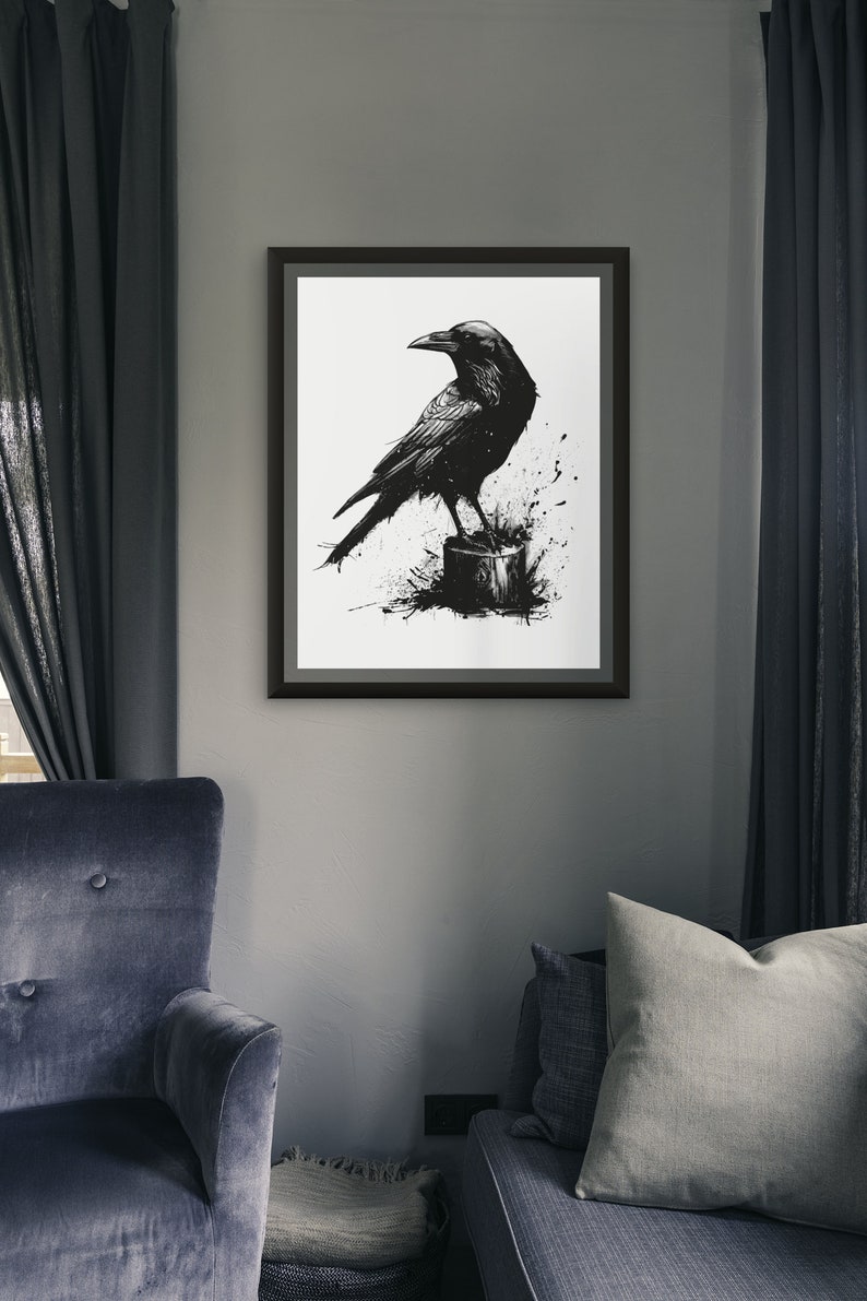 Ink Crow Clip Art Bundle - Set of 12 PNG Illustrations, Transparent ...