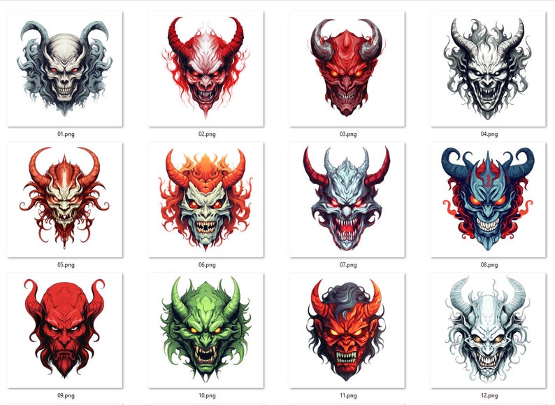 Demons PNG Bundle - 36 PNG Demons in Different Art Styles - Clip Art ...