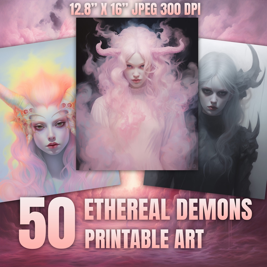 Ethereal Demons Bundle of 50 Printable Art Images for Sublimation and ...