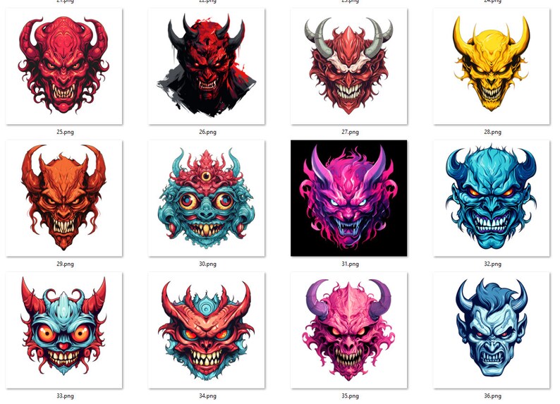 Demons PNG Bundle - 36 PNG Demons in Different Art Styles - Clip Art ...
