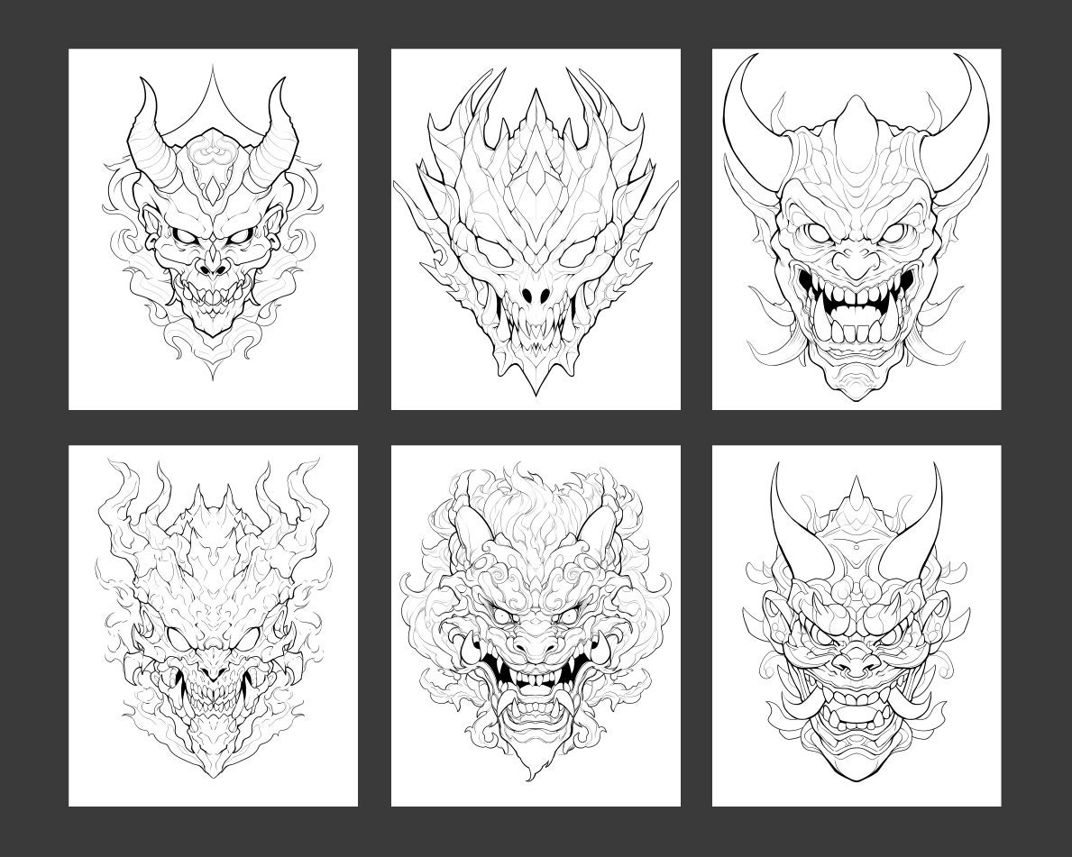 DEMON Coloring Book - Printable Coloring Pages - Adult Horror Coloring ...