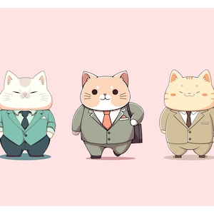 Cute Cats Wearing Suits - Vector Art - Cute Cat Svg - EPS, SVG, PNG ...