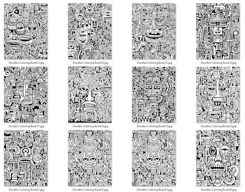 Abstract Doodle Art Coloring Book - Printable Coloring Pages - PDF ...