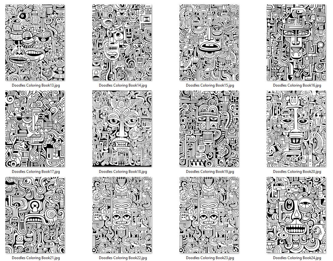 Abstract Doodle Art Coloring Book - Printable Coloring Pages - PDF ...