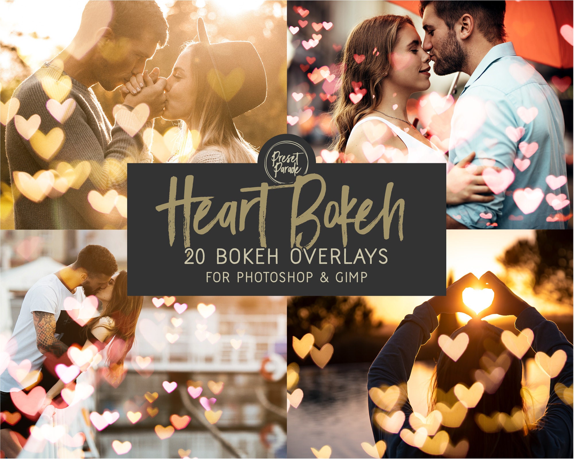 20 HEART BOKEH Overlays, Romantic Overlay, Blurred Light Overlay ...