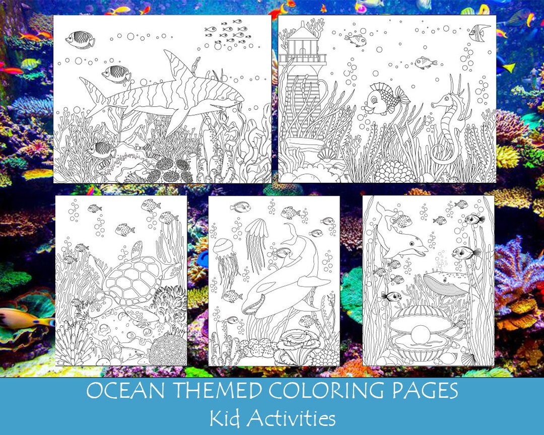 10 Ocean Themed Coloring Pages, Preschool Activity, Kindergarten ...