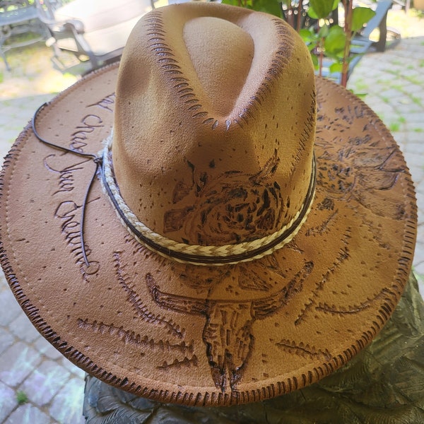 Hand Burned Cowgirl Hat - Etsy