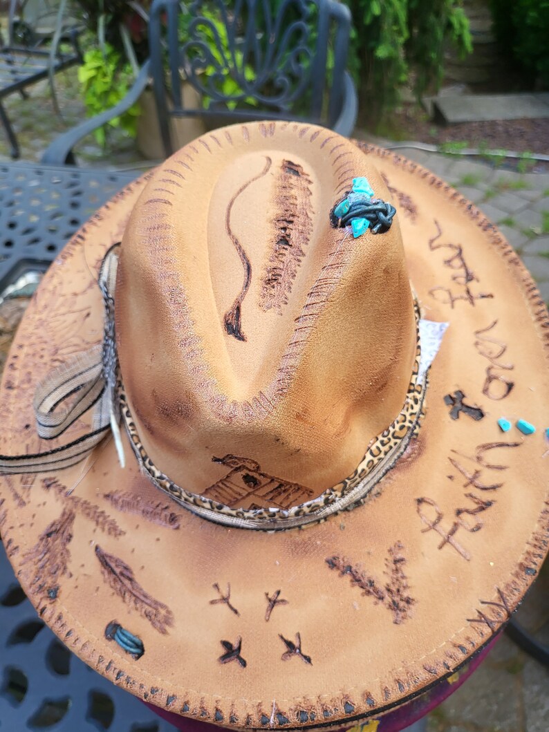 Faith Over Fear Hand Burned Cowboy Hat With Western Symbols - Etsy