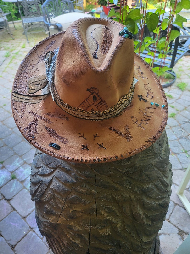 Faith Over Fear Hand Burned Cowboy Hat With Western Symbols - Etsy