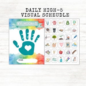 High Five Visual Schedule Watercolor Chore Chart Homeschool - Etsy