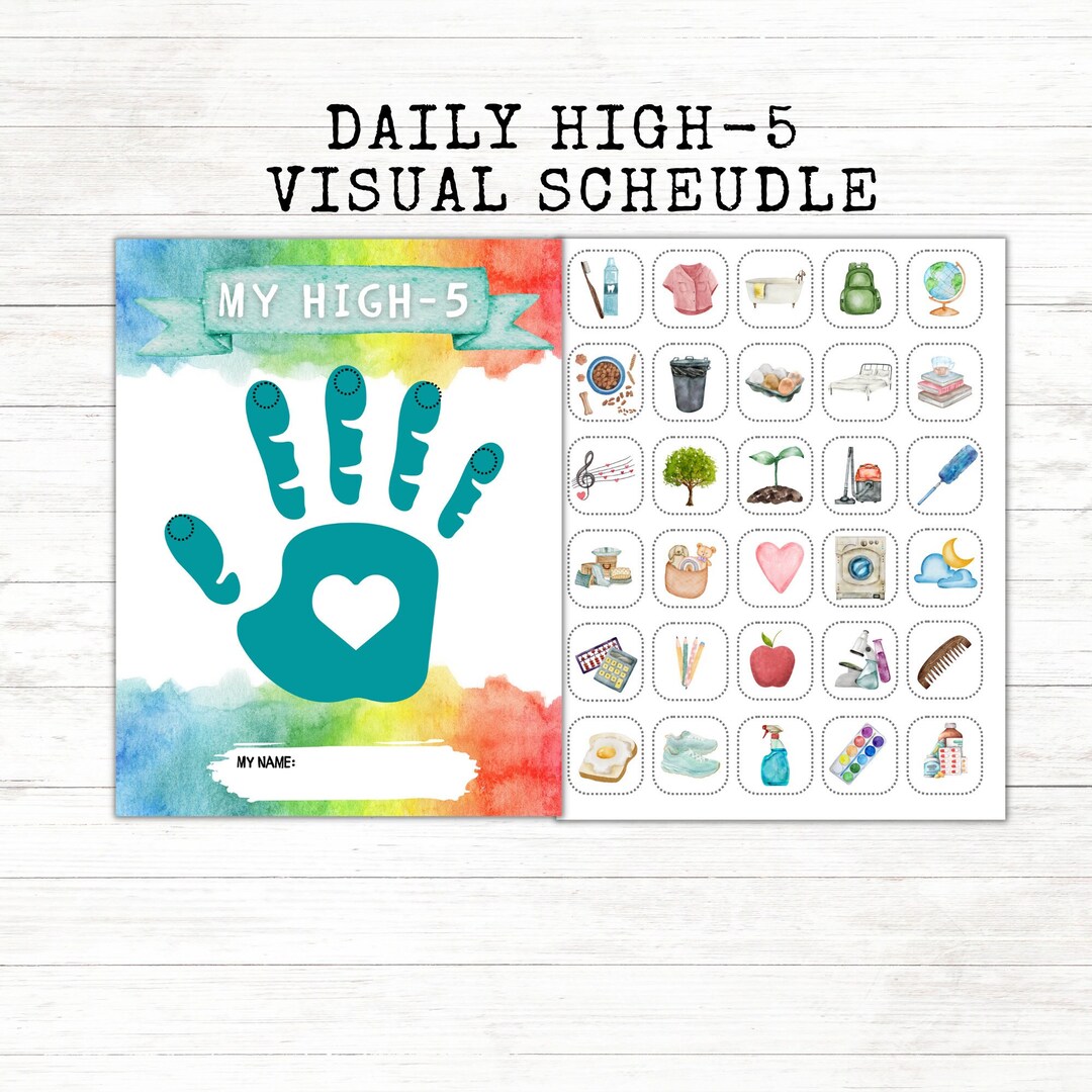 High Five Visual Schedule Watercolor Chore Chart Homeschool - Etsy