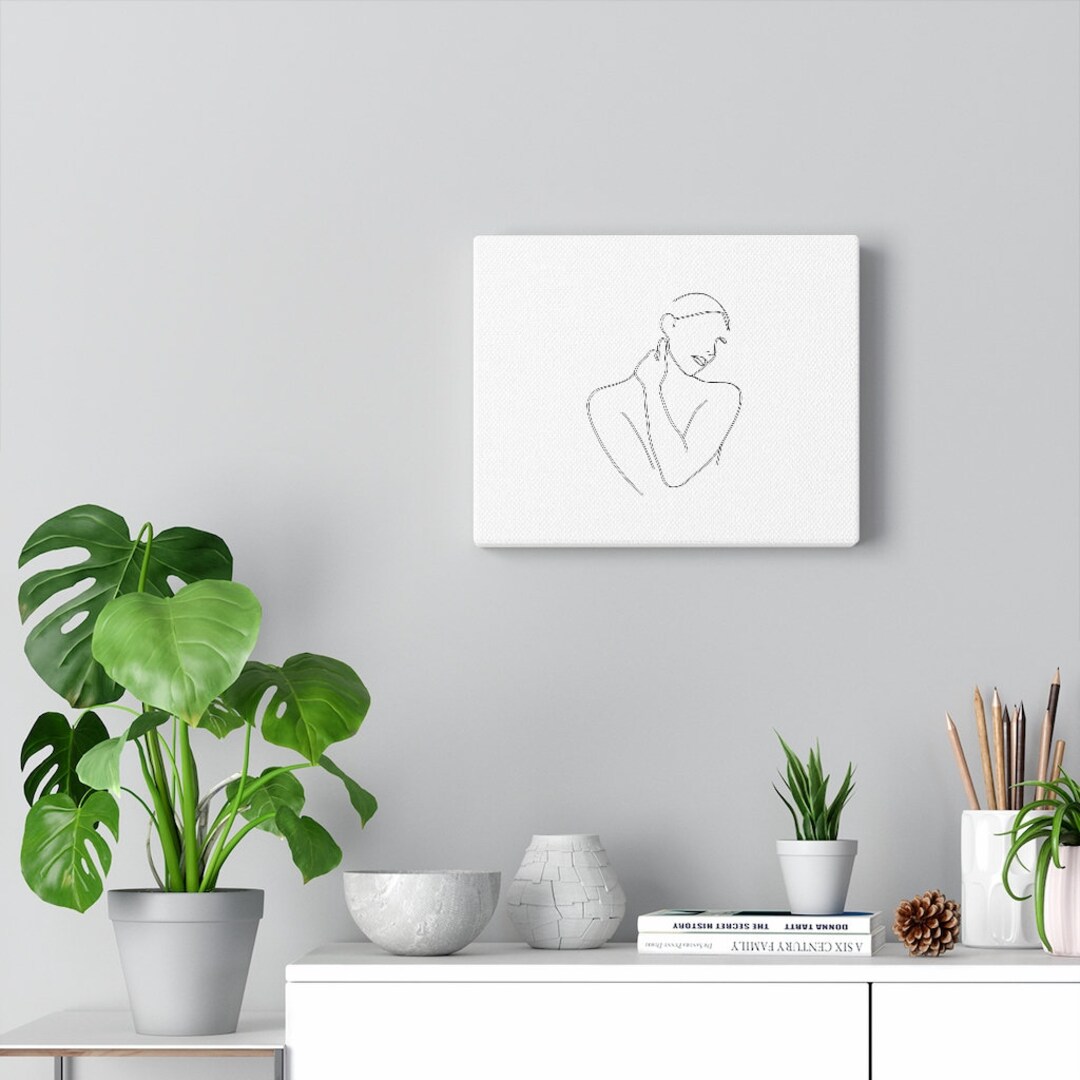 Minimal One Line Body Outline Sketch on Stretched Canvas - Etsy
