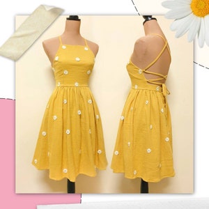 Sewing Pattern for Halter Neck Dress, Open Back With Bow Tie and Peplum ...