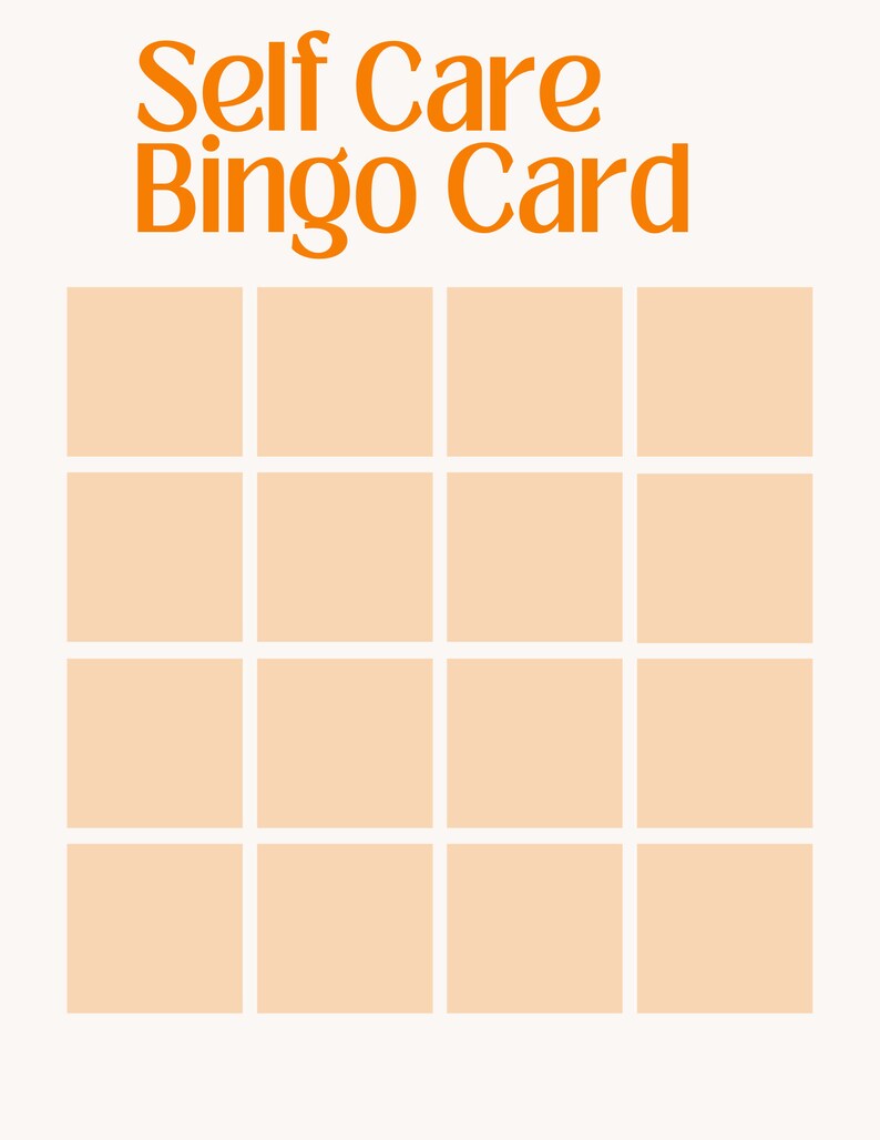 Printable Self Care Bingo Card, Self Care Cards, Bingo Cards for Self ...