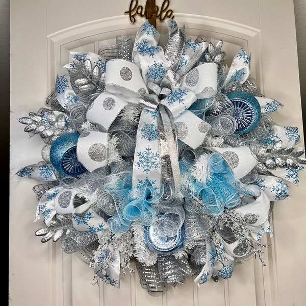 Blue Christmas Wreath - Etsy