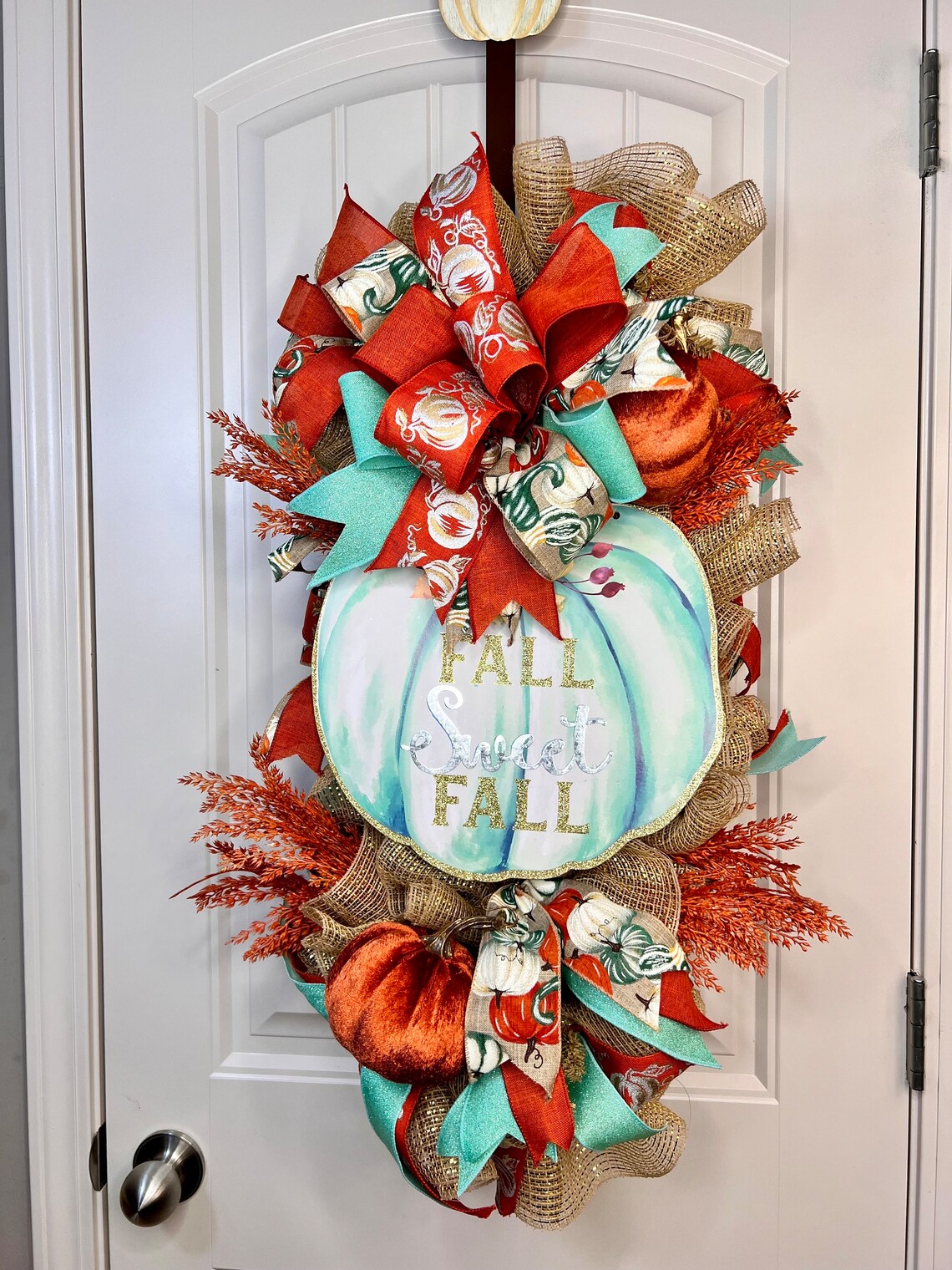 Turquoise & Orange Fall Wreath - Etsy
