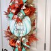 Turquoise & Orange Fall Wreath - Etsy