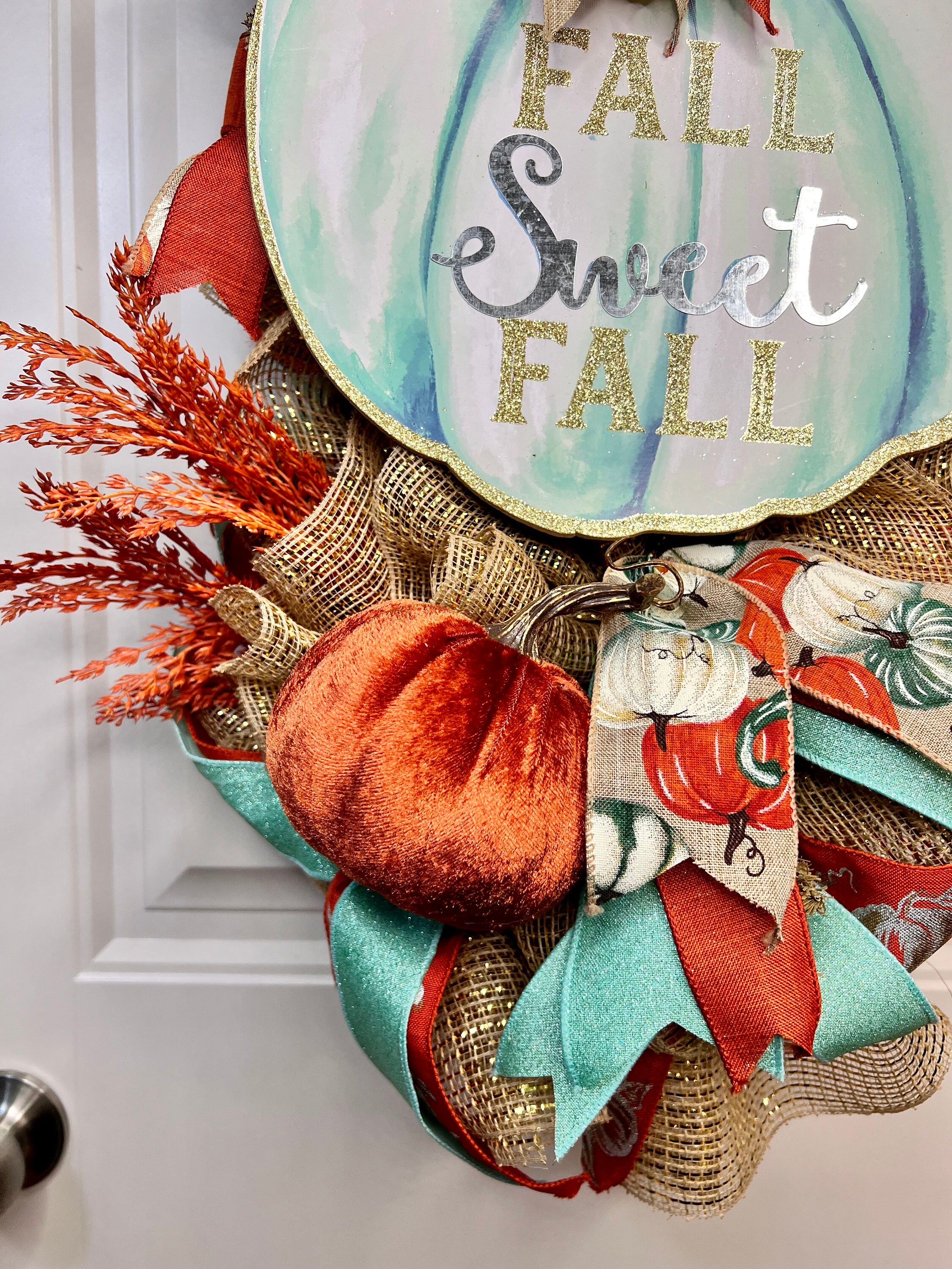 Turquoise & Orange Fall Wreath - Etsy
