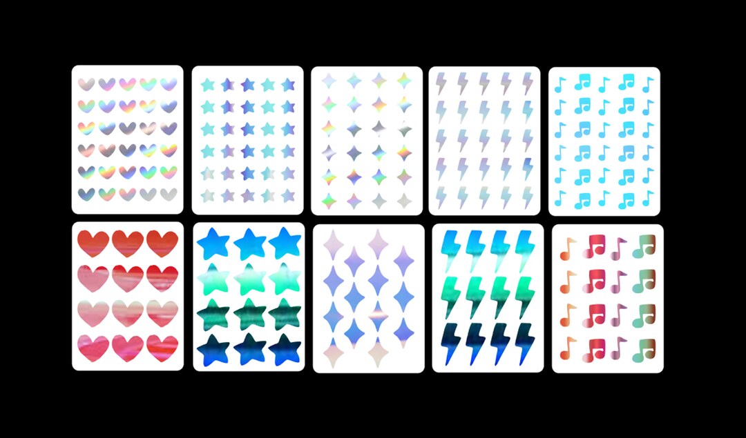 Vinyl Decal Sheet|hearts Stars Diamonds Lightning Bolts Music Notes ...