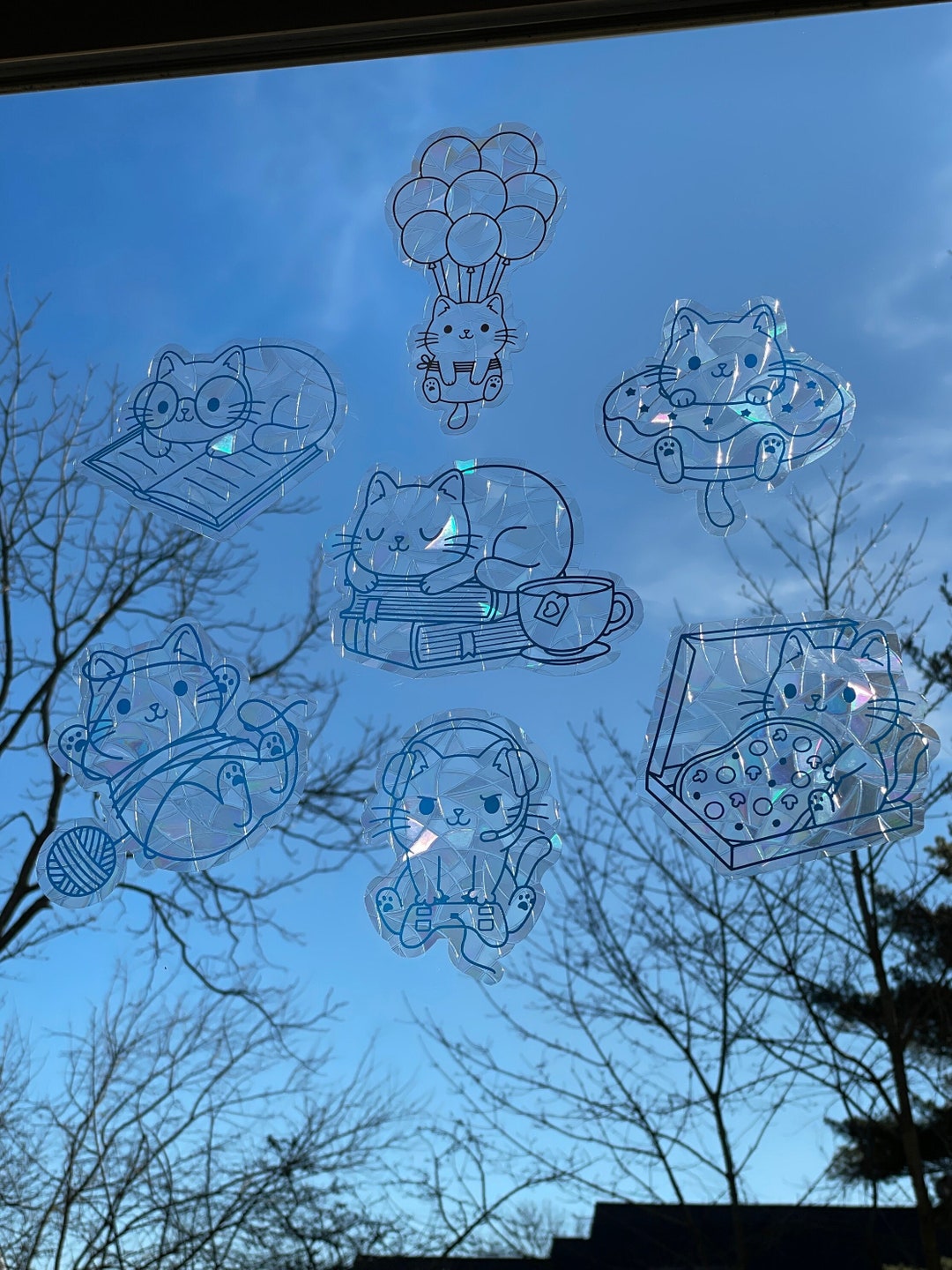 Cat Rainbow Holographic Sun Catchers - Etsy