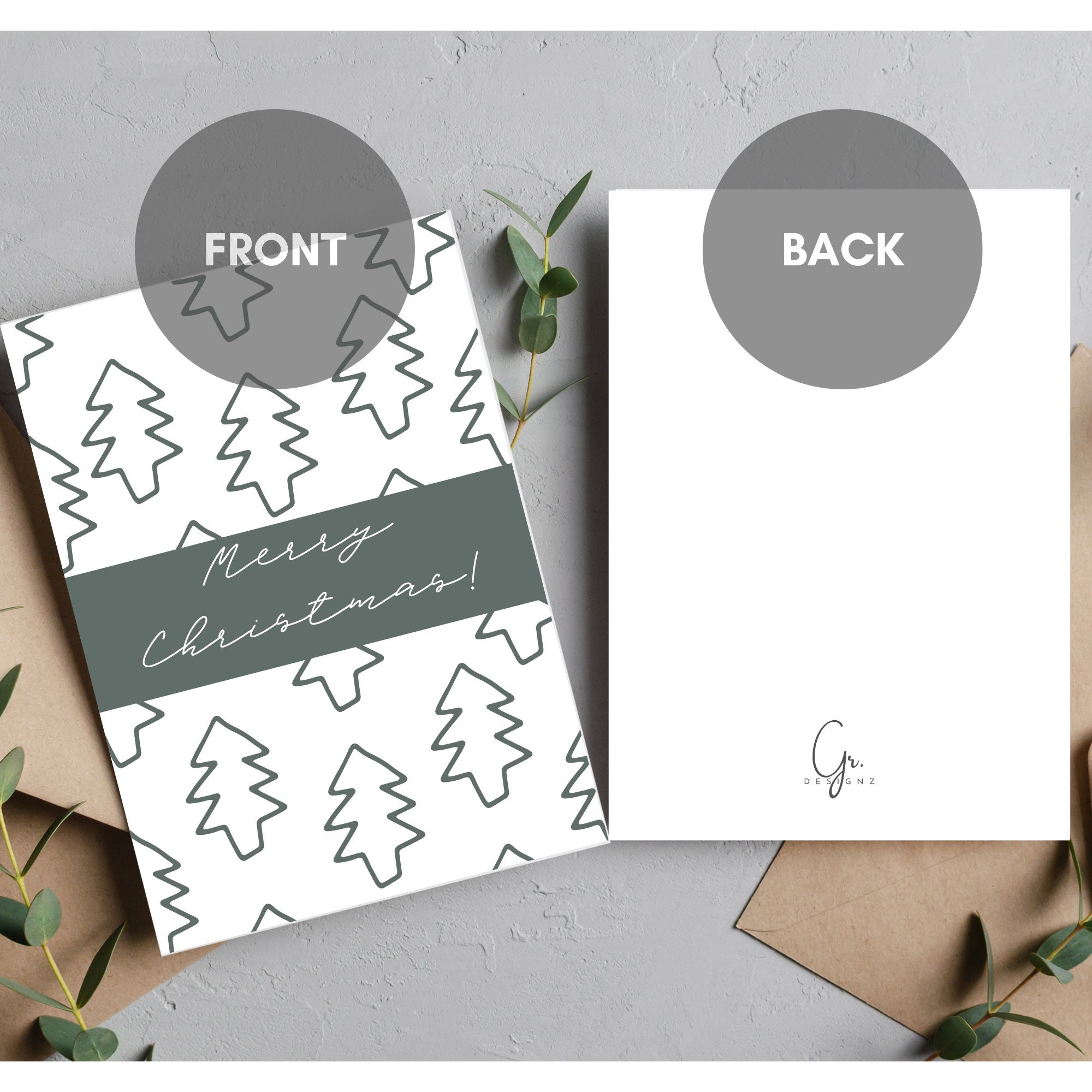 Simple Christmas Tree Card Printable Digital Download - Etsy