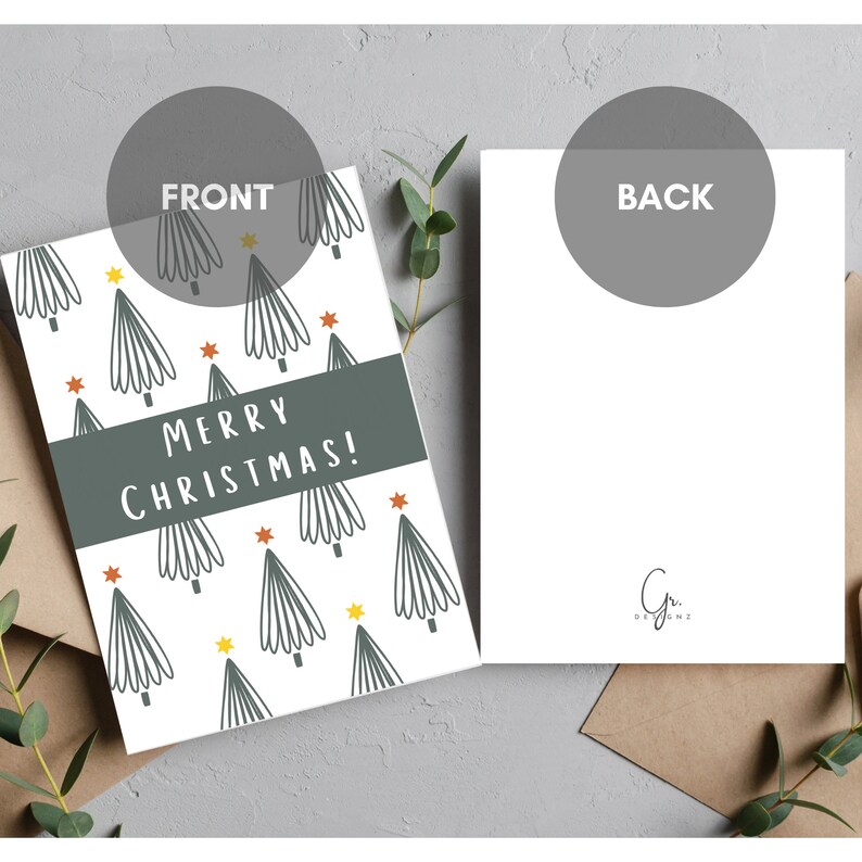 Christmas Tree Card Printable, Christmas Greeting Card, Digital ...