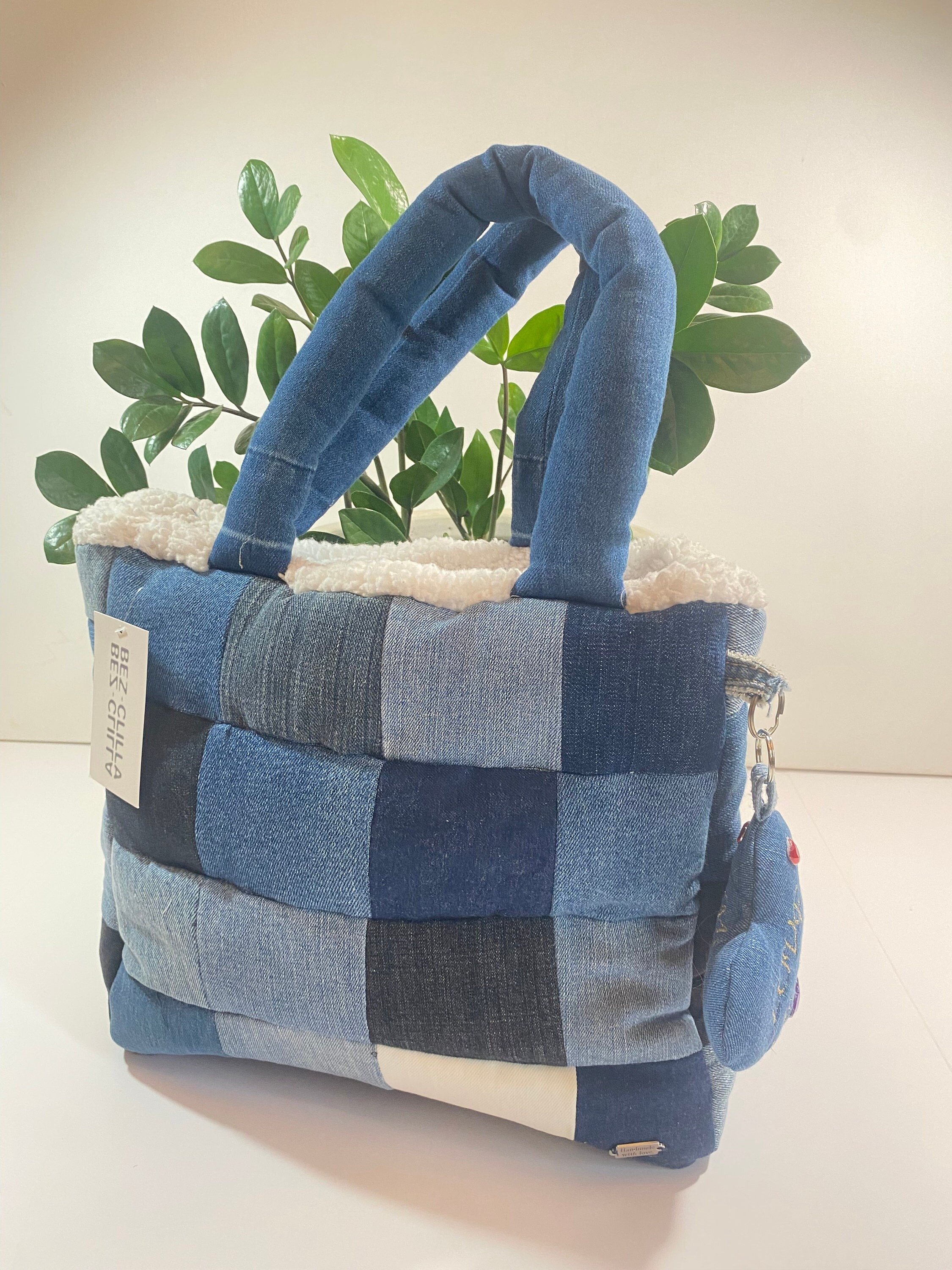 Checkered Denim Pattern Tote / Summer Tote Bag / Fashion Purse/ Gifts ...