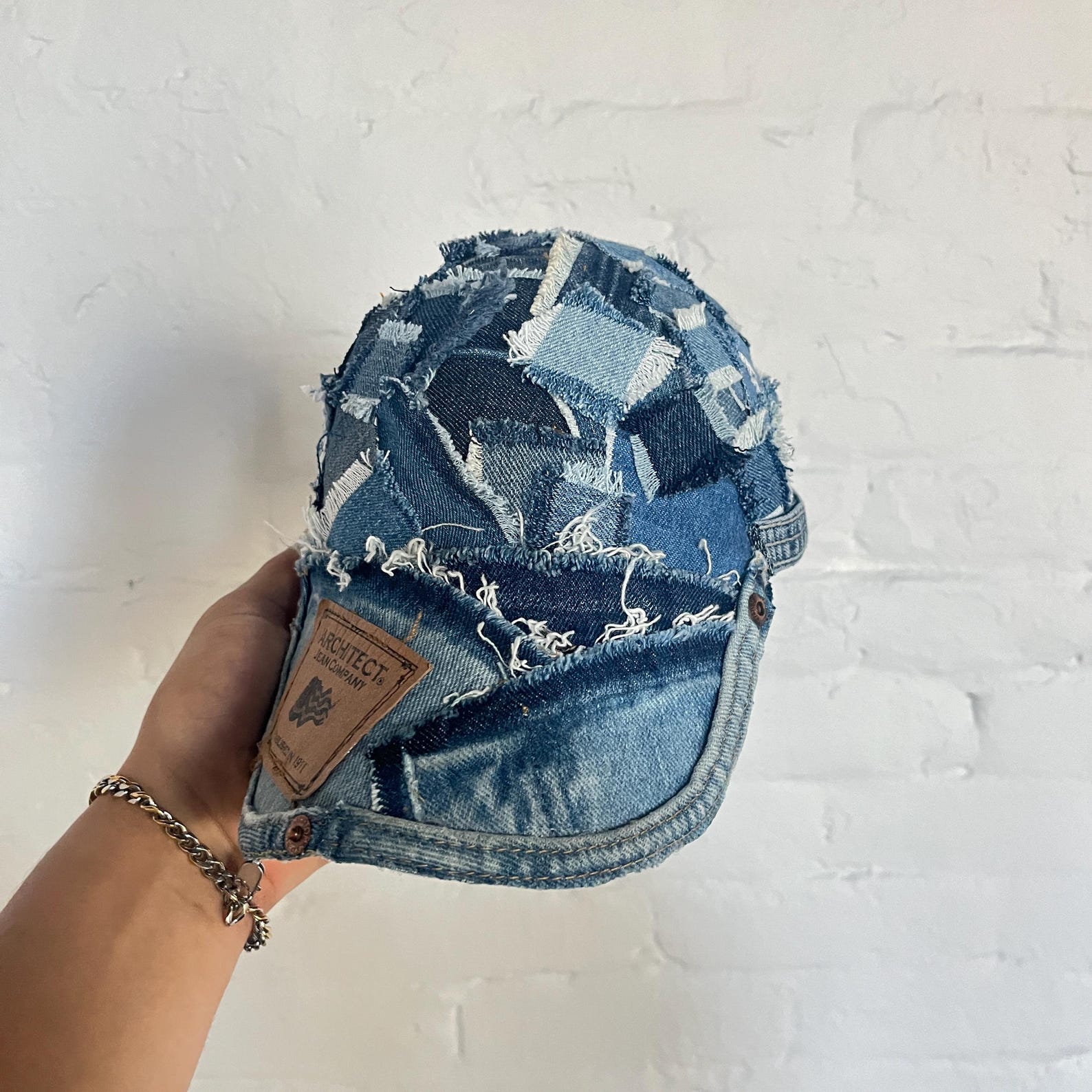 Recycled Denim Hat / Patchwork Trucker Hat / Ripped Jeans Trucker Hat ...