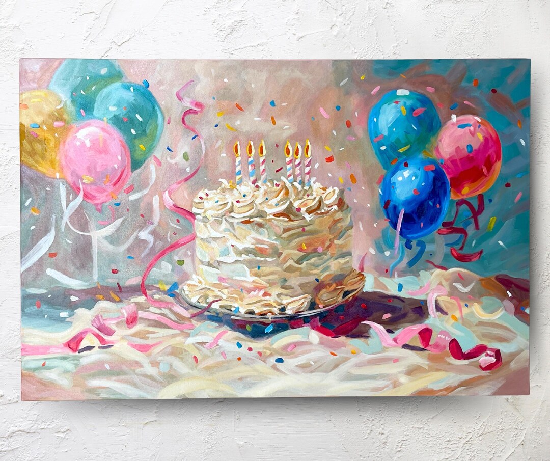 Cake Oil Painting, Large (24x36) - Hand-painted! - Etsy
