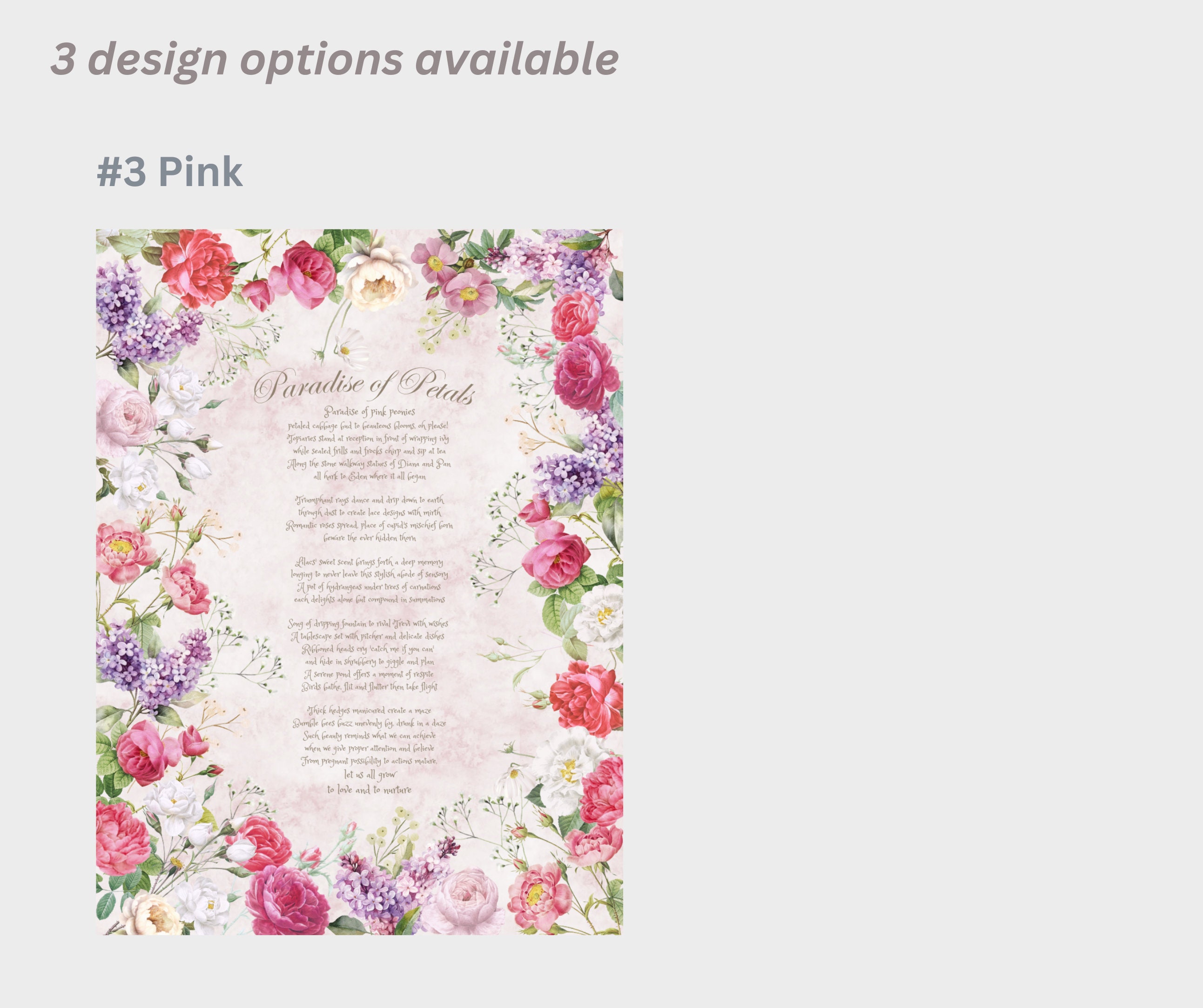 Paradise of Petals Poem Art Print digital Flower Lover - Etsy