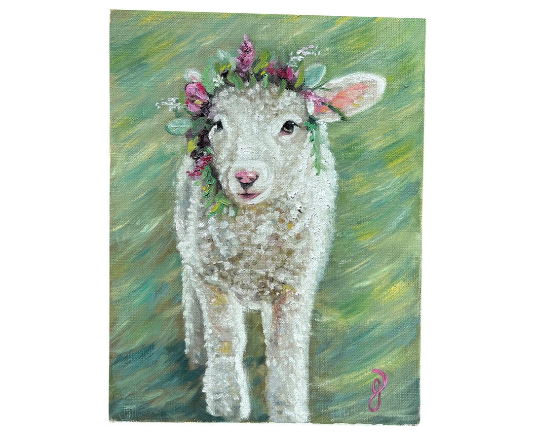 Lamb Oil Painting on Canvas Paper, Hand-painted - Etsy