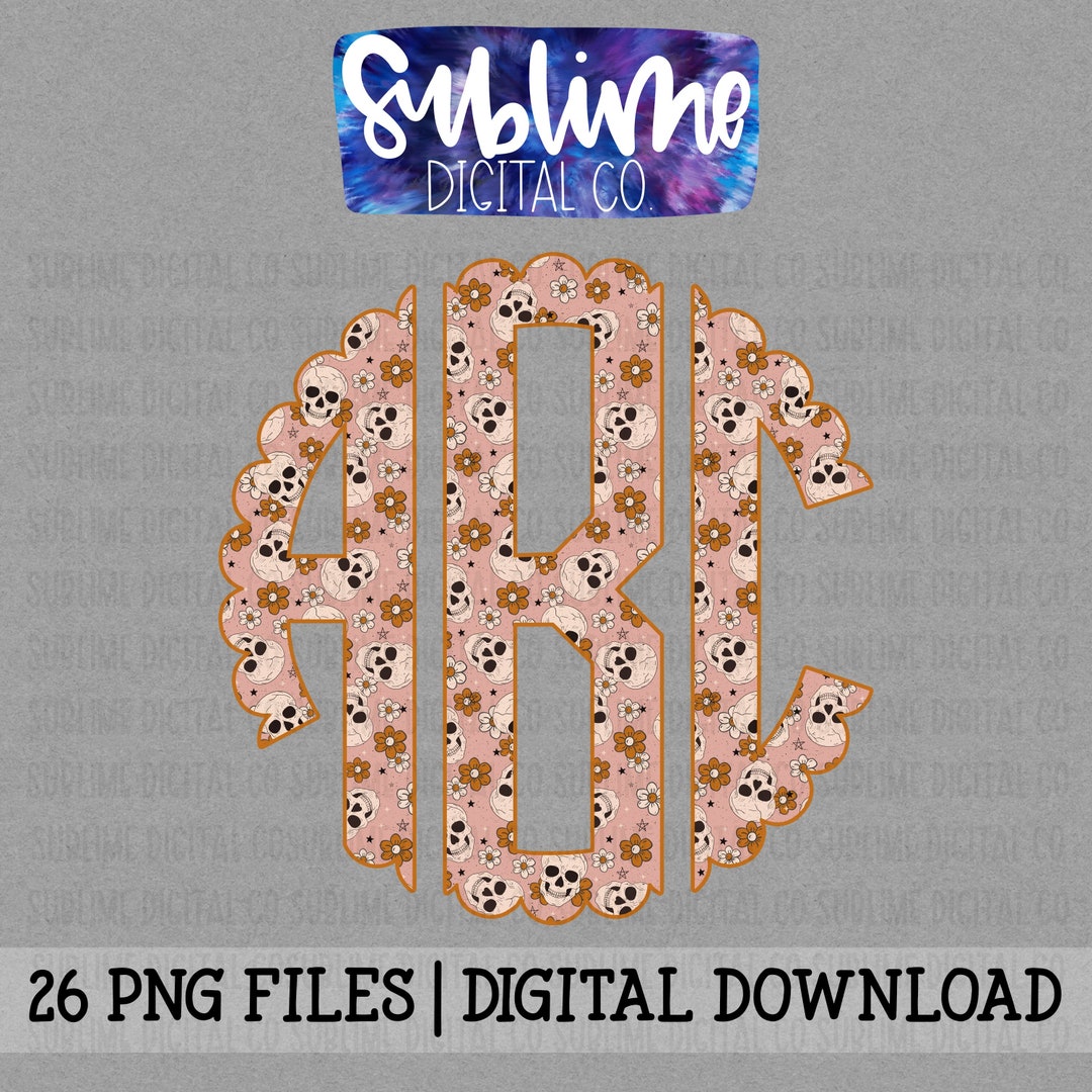 Floral Skulls Monogram | 26 PNG Files | Digital Download - Etsy