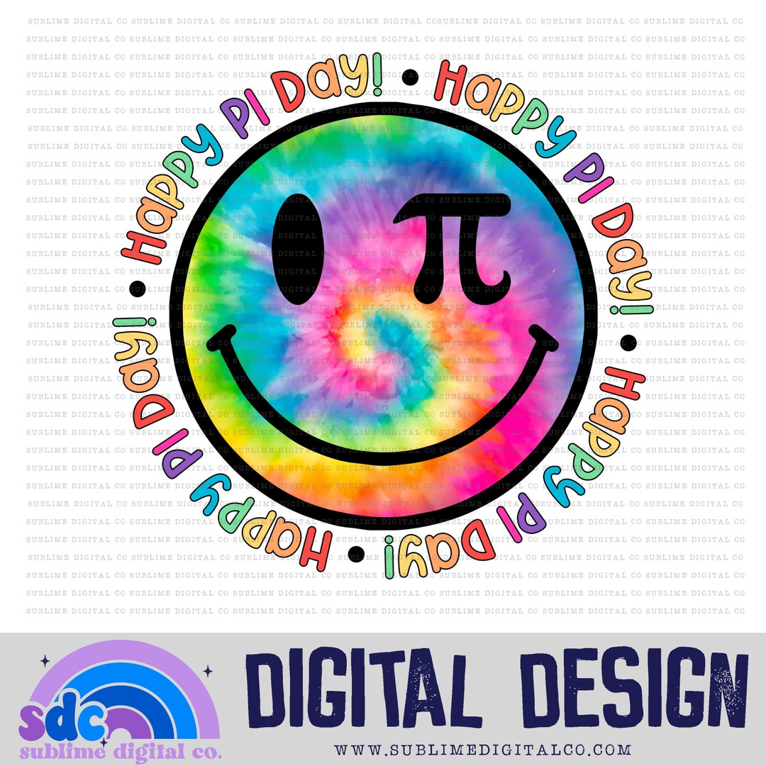 Happy Pi Day Tie Dye Smiley Math School Sublimation Design Instant ...
