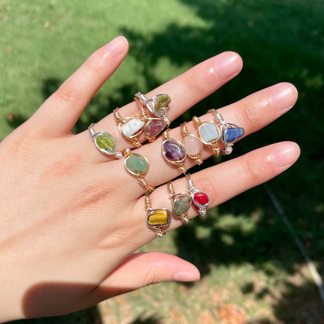 Delicate Crystal Wire Rings| Dainty Ring| Handmade Personalized Crystal ...